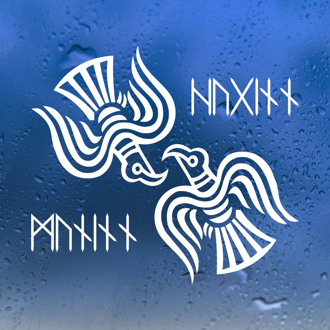 Huginn Muninn Viking Ravens Vinyl Decal - Elder Futhark Norse - Die Cut ...
