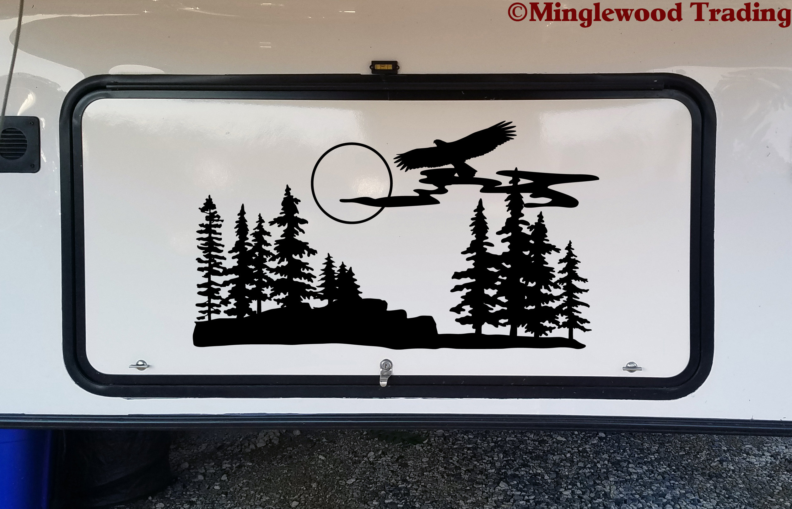 Flying Eagle With Trees Scene Vinyl Sticker Camper RV Travel | Etsy