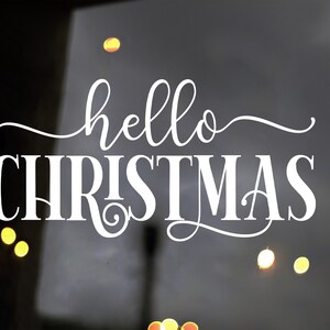 Hello Christmas Sign Vinyl Decal | Custom Color Happy Holidays Merry ...