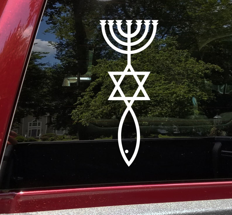 Messianic Judaism Symbol Vinyl Decal - Menorah Star of David Ichthys ...