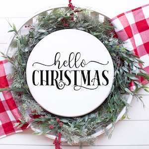Hello Christmas Sign Vinyl Decal | Custom Color Happy Holidays Merry ...