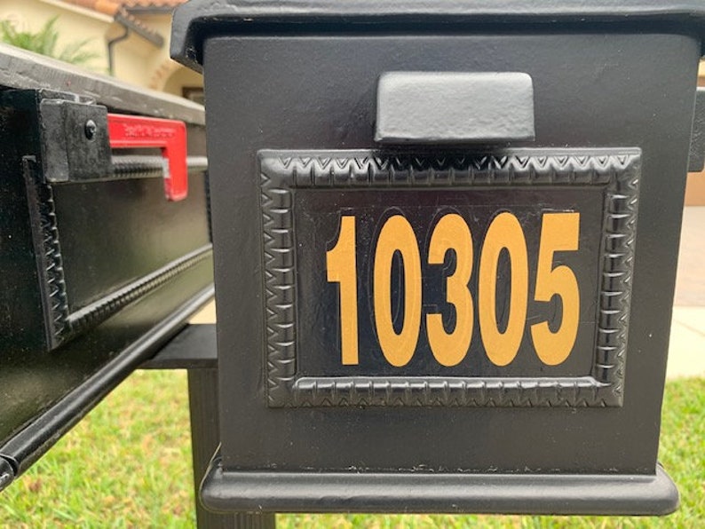 Set of HOA Mailbox Numbers in Gold Vinyl Decals Helvetica | Etsy