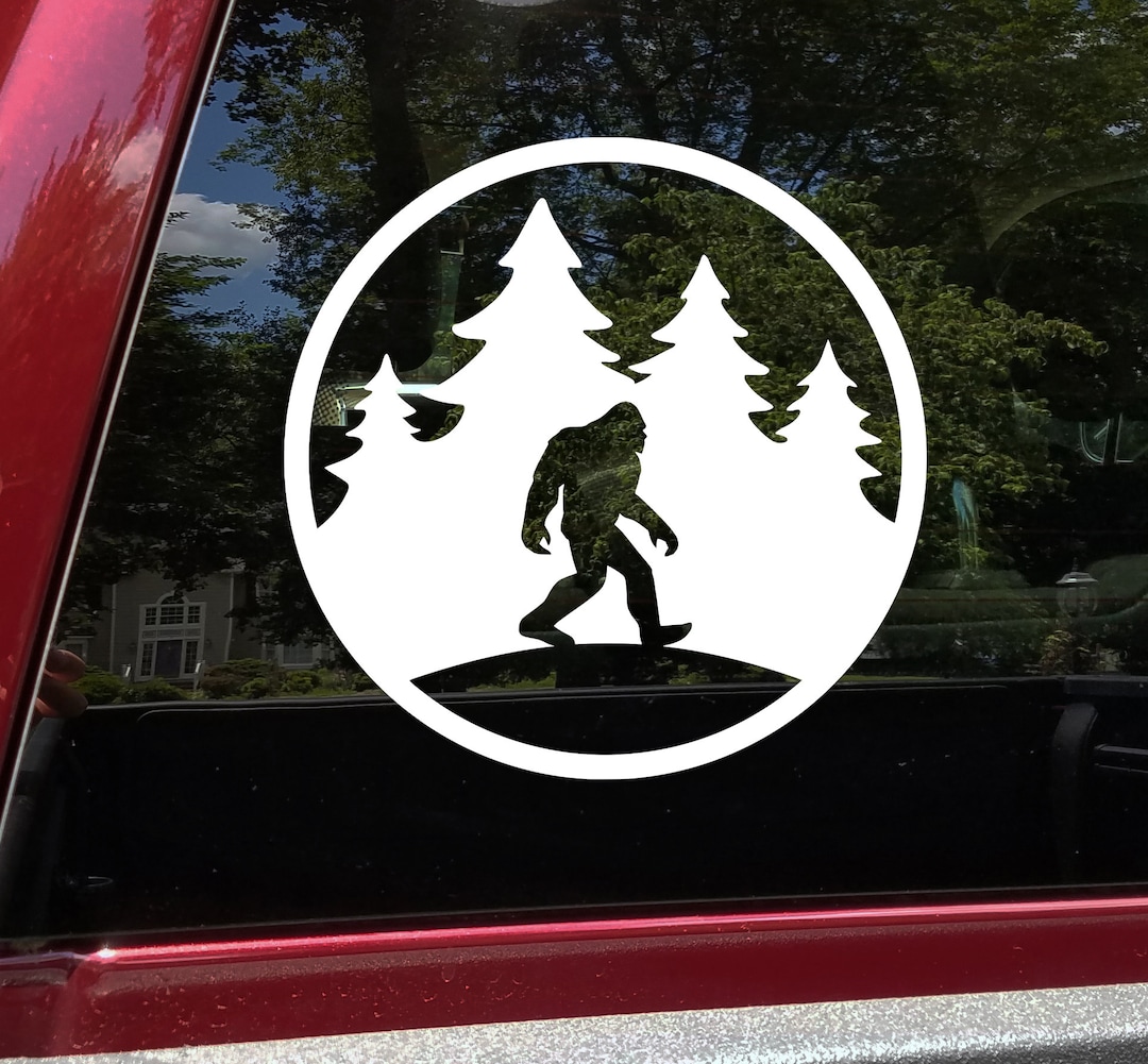 Bigfoot in Tree Line V10 Vinyl Decal Pine Trees Forest PNW Sasquatch ...