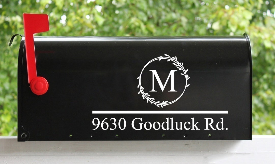 Monogram and Address Mailbox Numbers Vinyl Decal - Personalized - Die ...