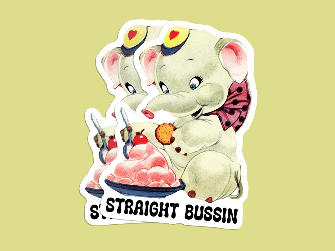 2-pack Cute Funny Baby Elephant Die Cut Stickers Straight Bussin Gifts ...