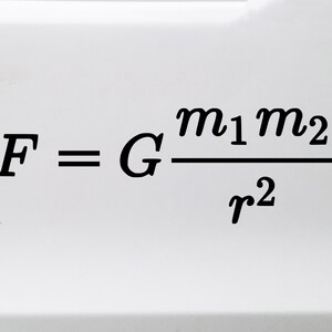 Law of Gravity Mathematical Formula Vinyl Decal - Isaac Newton Equation ...