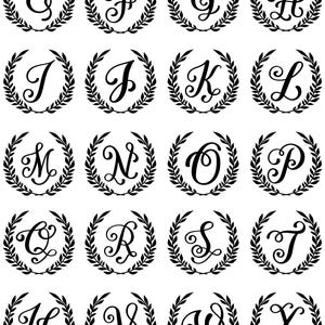 Monogram in Laurel Wreath Night Light Acrylic LED on Wood Colored Base ...