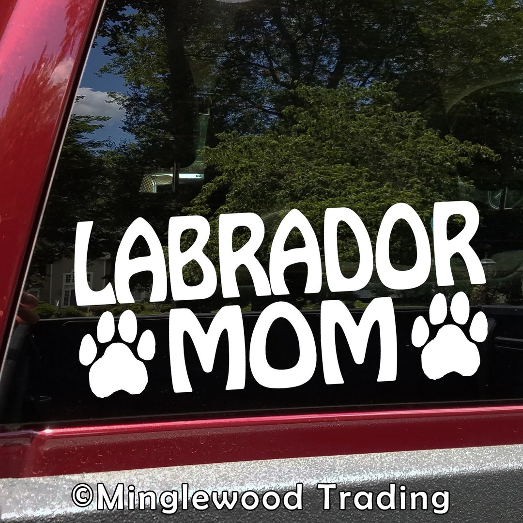 Labrador Mom Vinyl Decal Sticker - Dog Paw Prints Chocolate Yellow ...