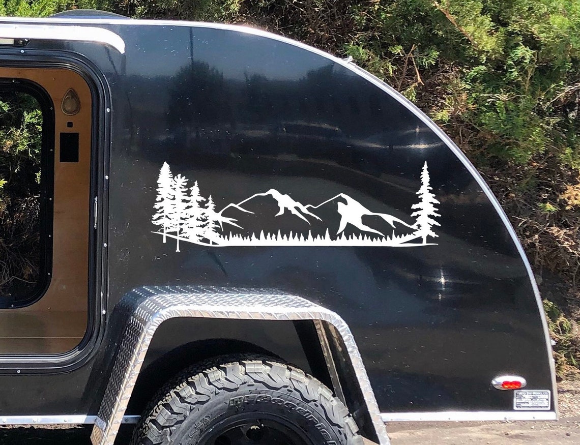 Mountains Forest Scene Vinyl Decal V1 - Camper RV Travel Trailer ...