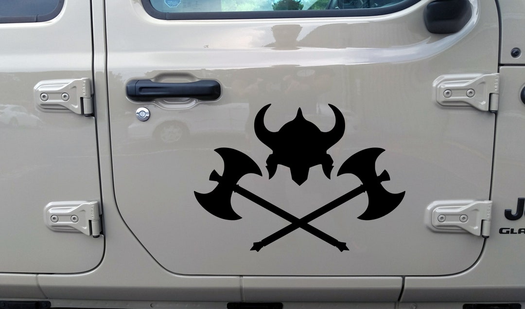 Crossed Viking Axes With Helmet Vinyl Decal - Norse Warrior Berserk ...