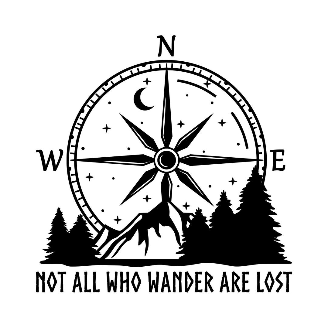Not All Who Wander Are Lost Compass Rose Mountains Vinyl Decal V5 ...
