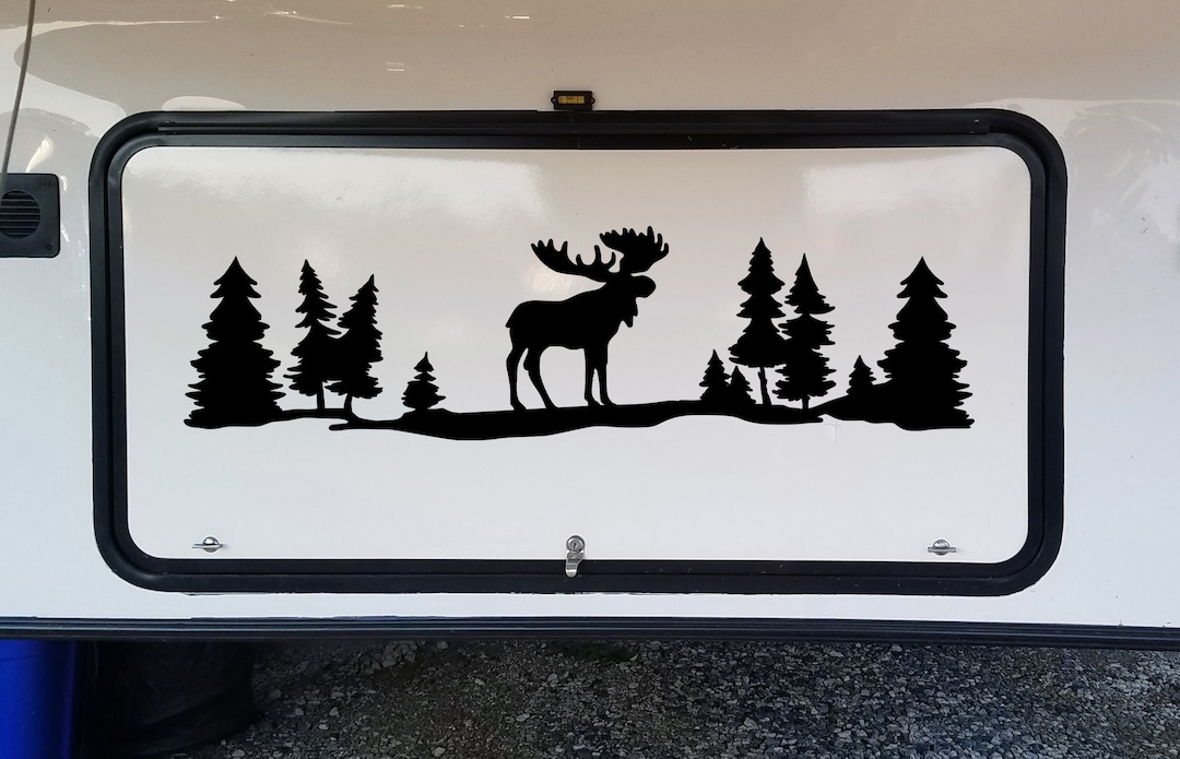 Moose Forest Scene V1 - RV Camper Graphics - Die Cut Sticker - Etsy