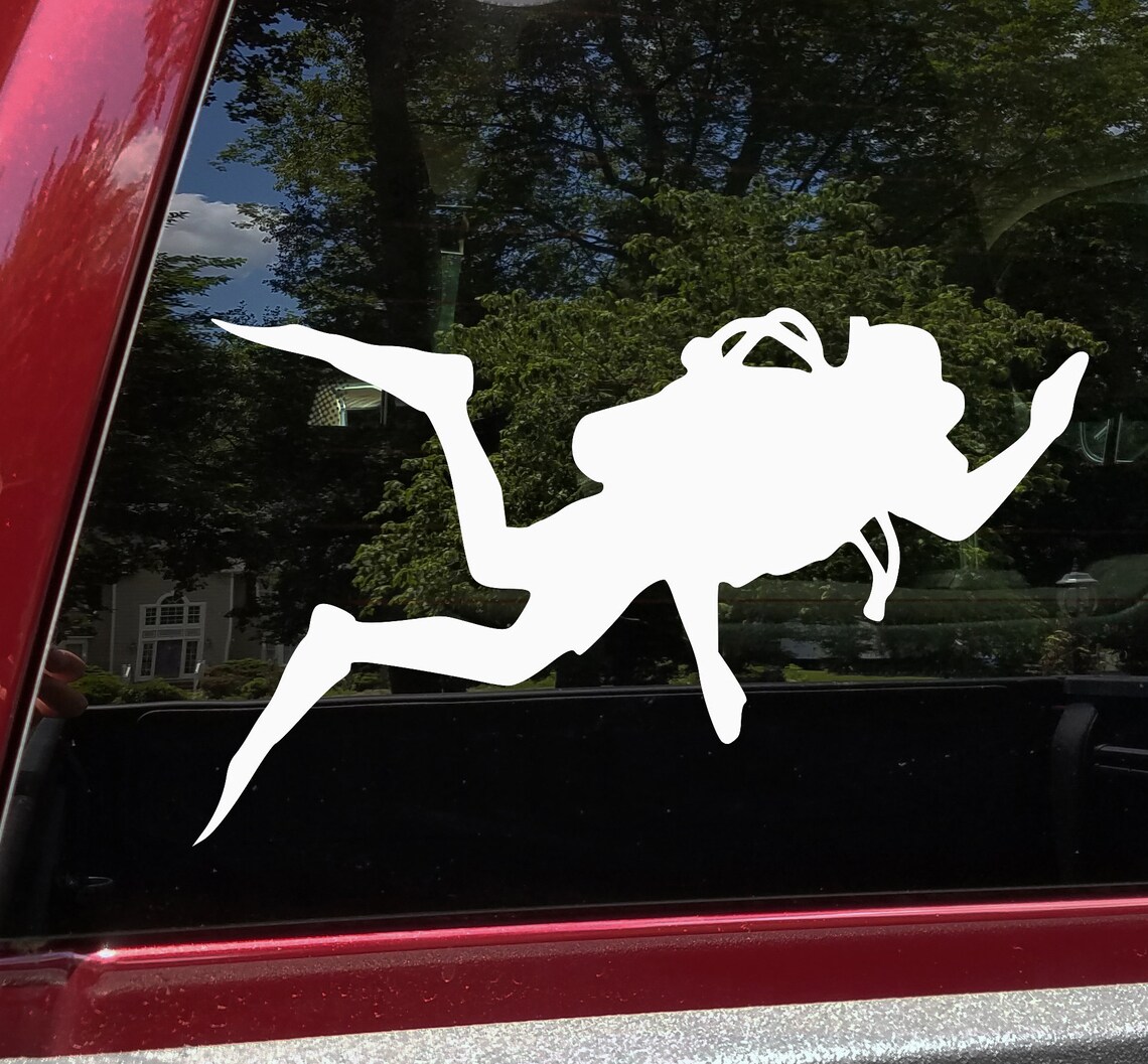 Scuba Diver Vinyl Decal Diving Ocean Sea Die Cut Sticker | Etsy