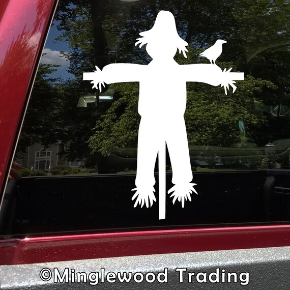 Scarecrow Vinyl Sticker Halloween Farm Crow Die Cut Decal | Etsy