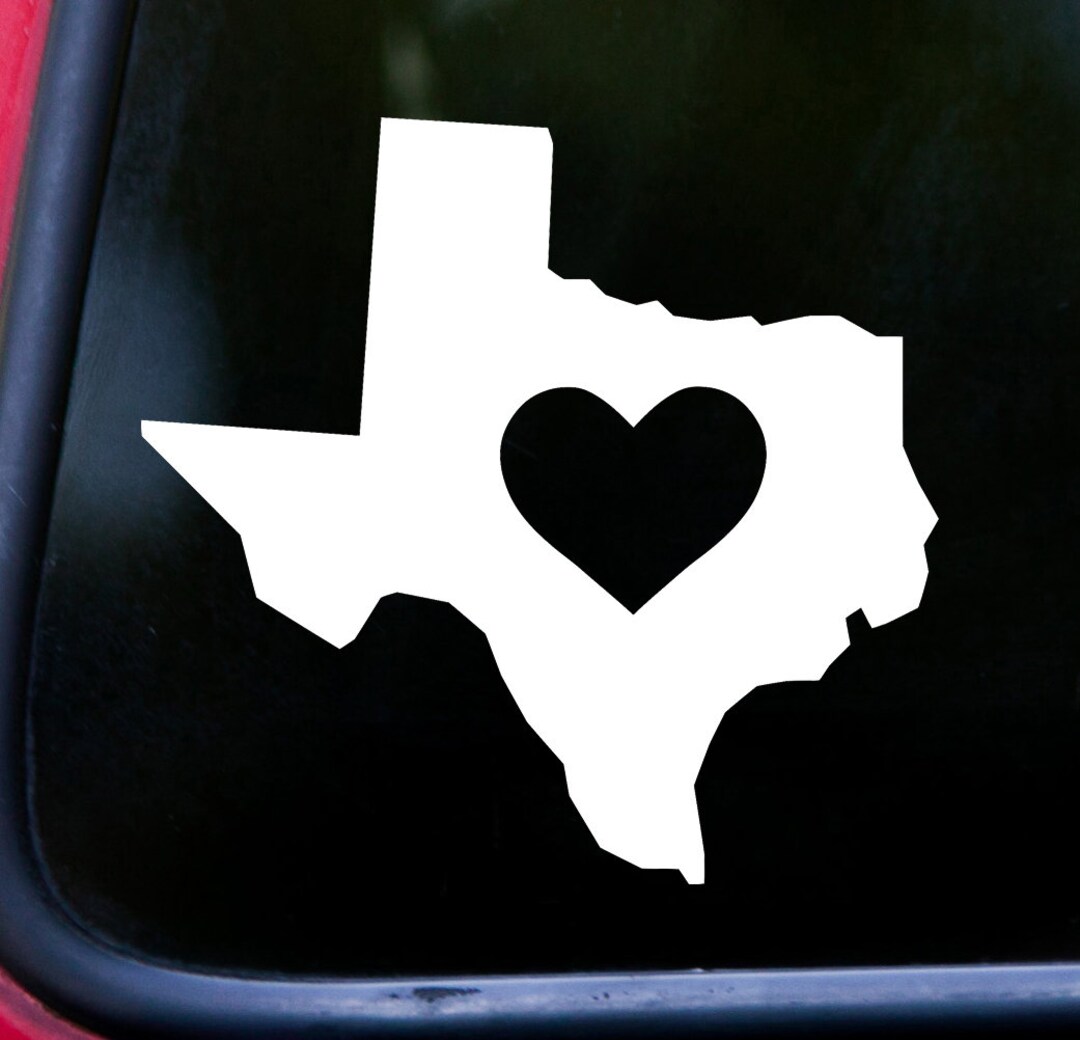 Texas State Heart | Custom Color Vinyl Decal Sticker for Walls Windows ...