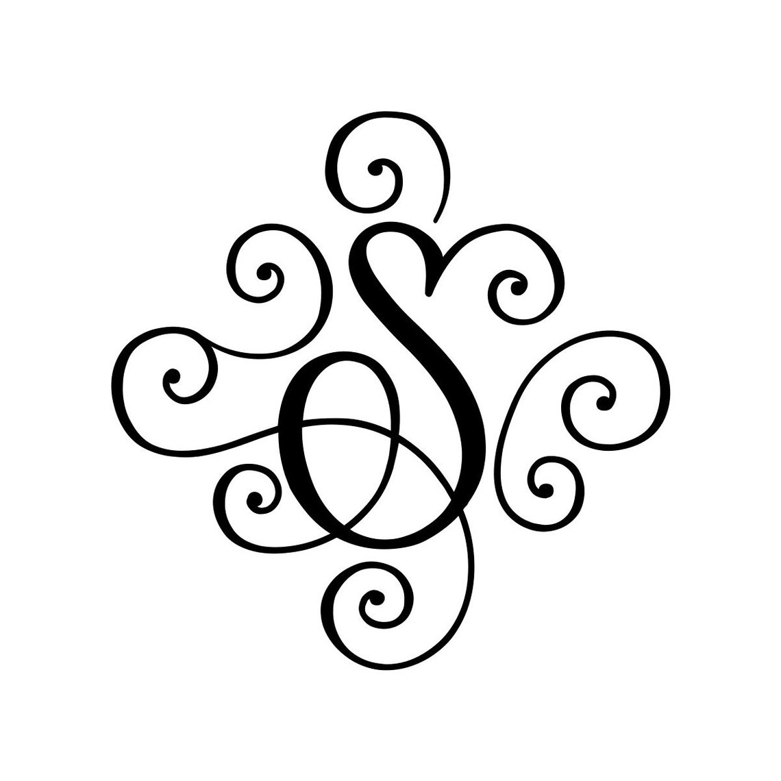 SCROLL MONOGRAM INITIAL Vinyl Decal Sticker Decorative | Etsy