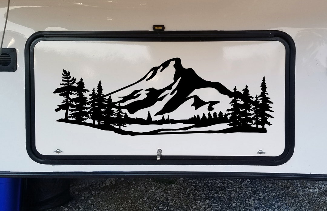 Mountains Forest Scene Vinyl Decal V3 - Camper RV Travel Trailer ...