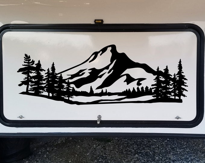 Mountains Forest Scene Vinyl Decal V3 - Camper RV Travel Trailer ...