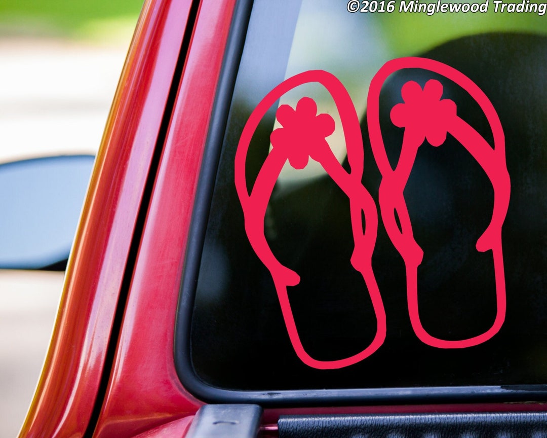 Flip Flops With Flowers Vinyl Die Cut Decal Sticker - Summer Beach Pool ...