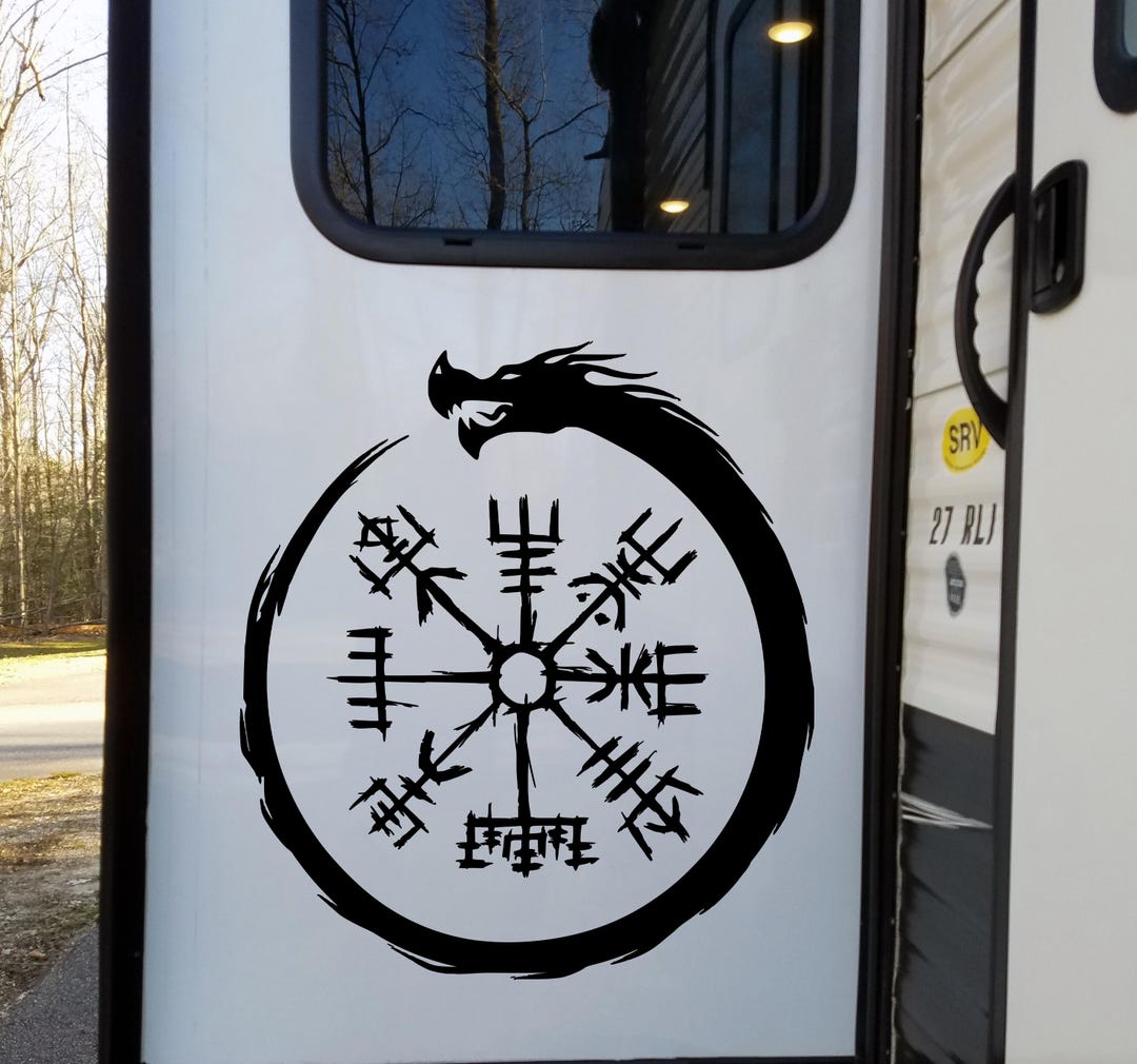 Jormungandr World Serpent Viking Compass Vegvisir V1 Sticker | Custom ...