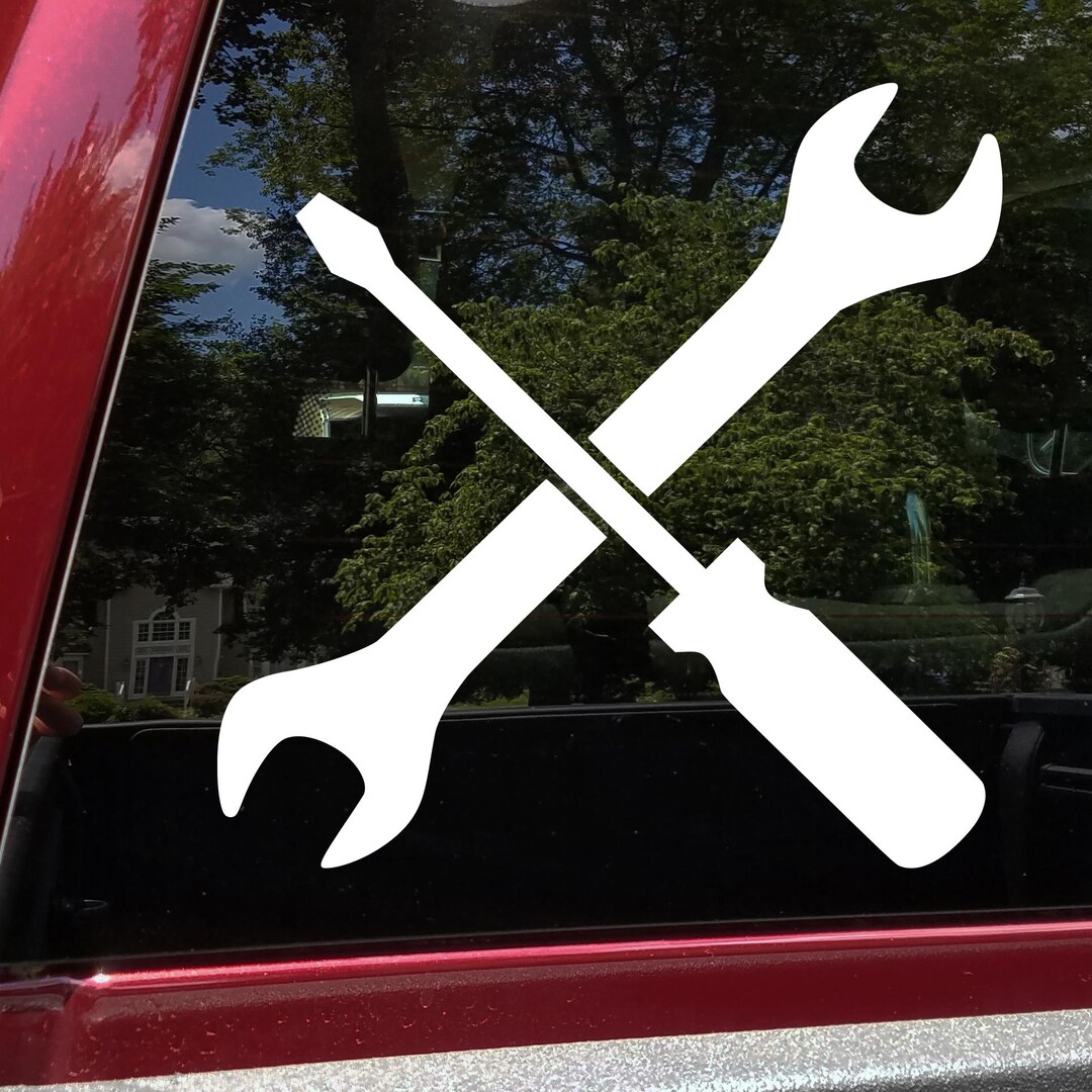Crossed Wrench Screwdriver Vinyl Decal | Handyman Mechanic Tools | Die ...