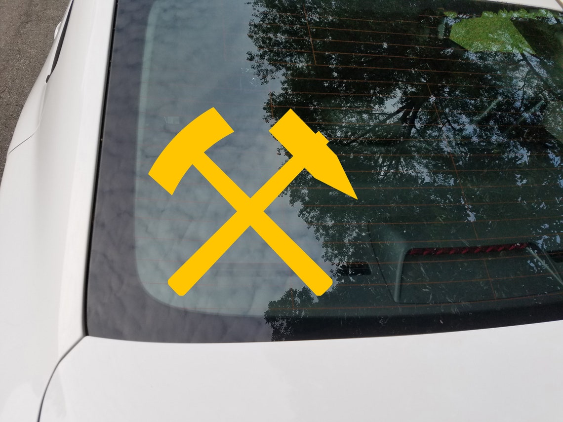 Crossed Hammer and Pick Vinyl Decal Mining Heraldry Miner | Etsy