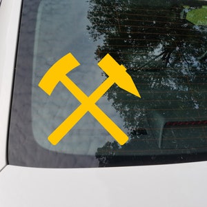 Crossed Hammer and Pick Vinyl Decal - Mining Heraldry Miner - Die Cut ...