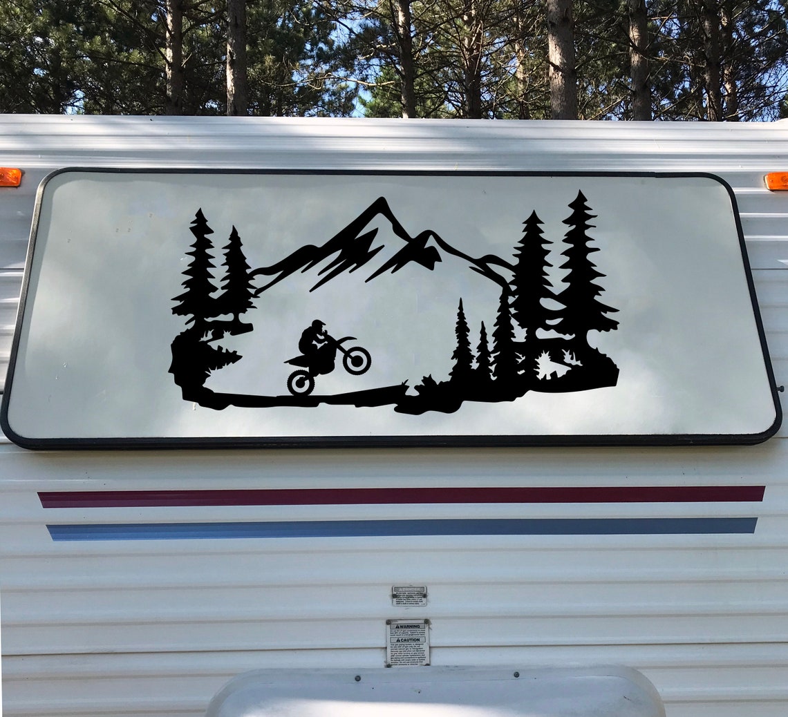 Dirt Bike Mountains Scene Vinyl Decal RV Toy Hauler Graphics - Etsy