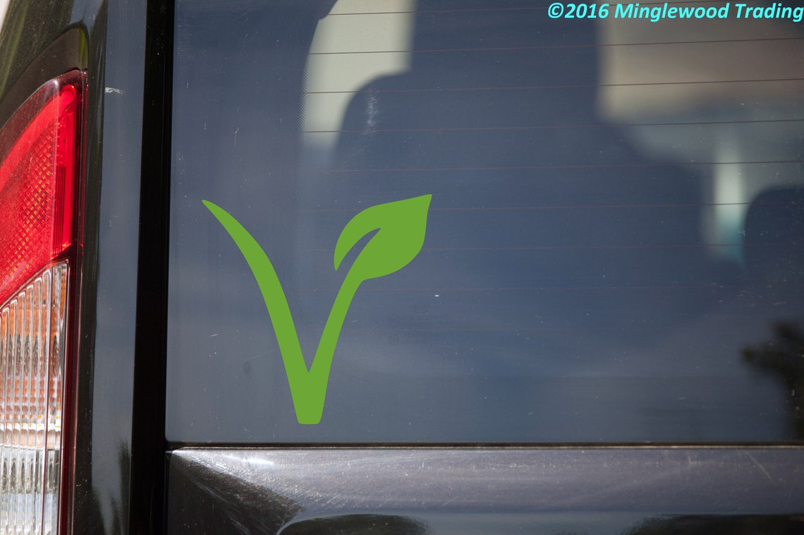 V VEGAN LEAF Vinyl Decal Sticker Veganism Plant Based | Etsy