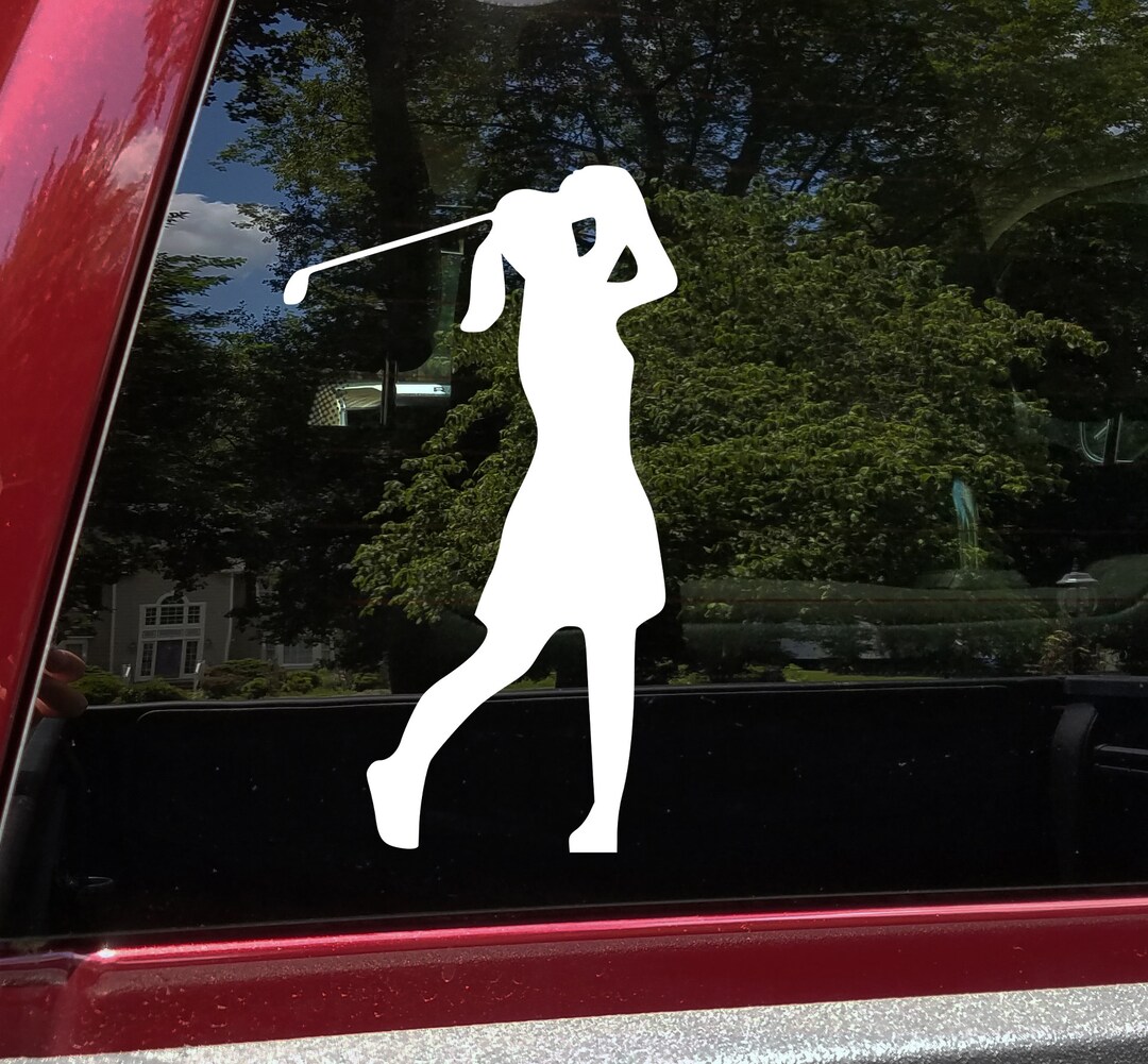 Golfer Woman Vinyl Decal - Tee Shot Drive Swing Driver Golf Golfing ...