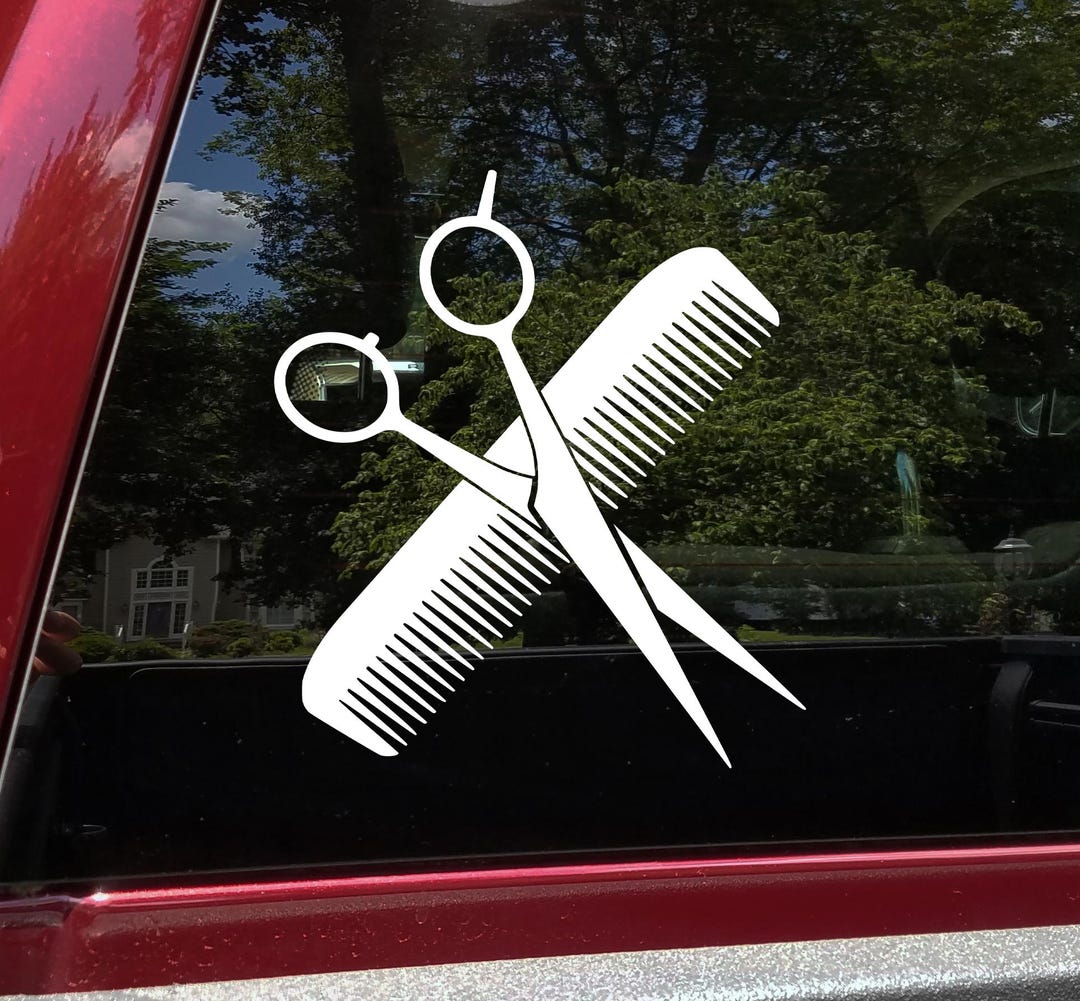 Crossed Scissors and Comb Vinyl Decal | Hair Dresser Salon Barber ...