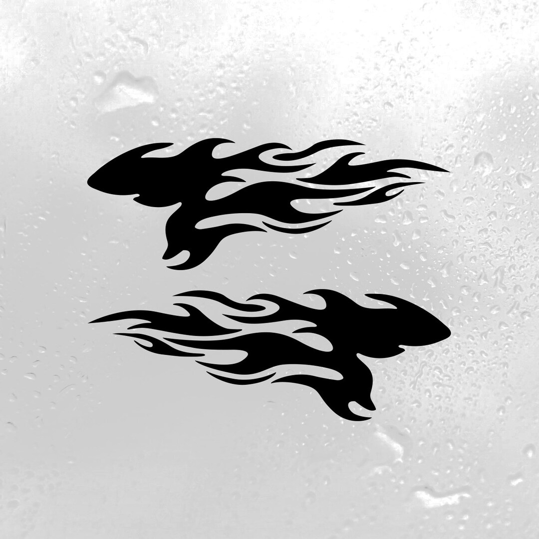 Flame Custom Vinyl Stickers V7 | Mirrored 2-pack | Small to Large ...