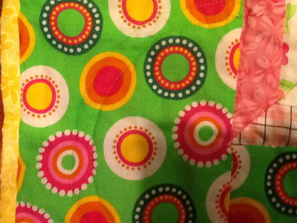 Pink and Green Baby Quilt - Etsy