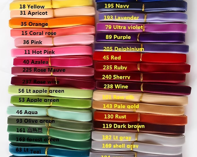 10 Yards 1/2 Inches Velvet Ribbon in Multicolor - Etsy