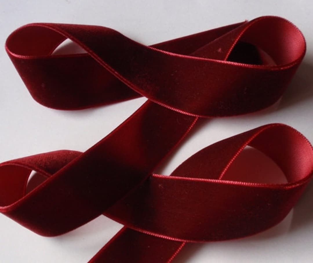 5 Yards 1 Inches Velvet Ribbon in Dark Red RY01-240 - Etsy