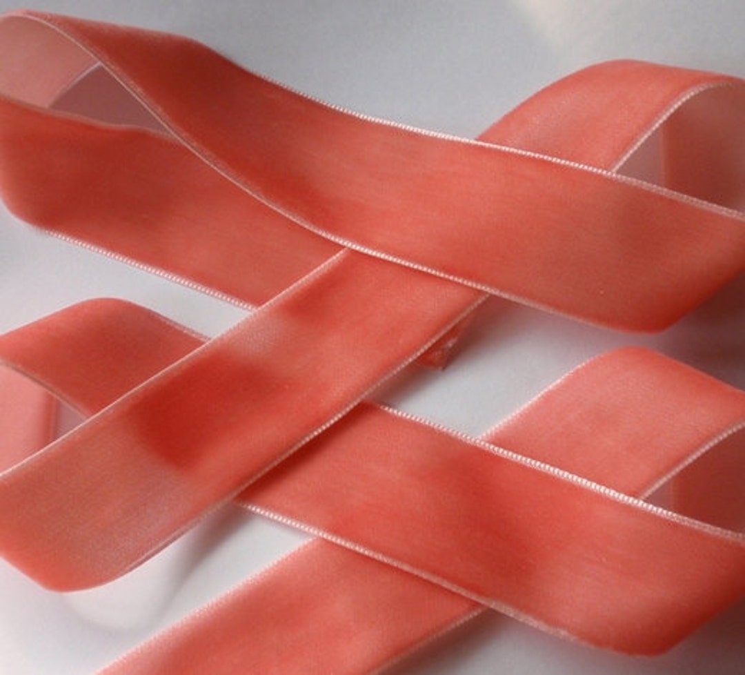 5 Yards 1 Inches Velvet Ribbon in Lt Coral RY01-15 - Etsy