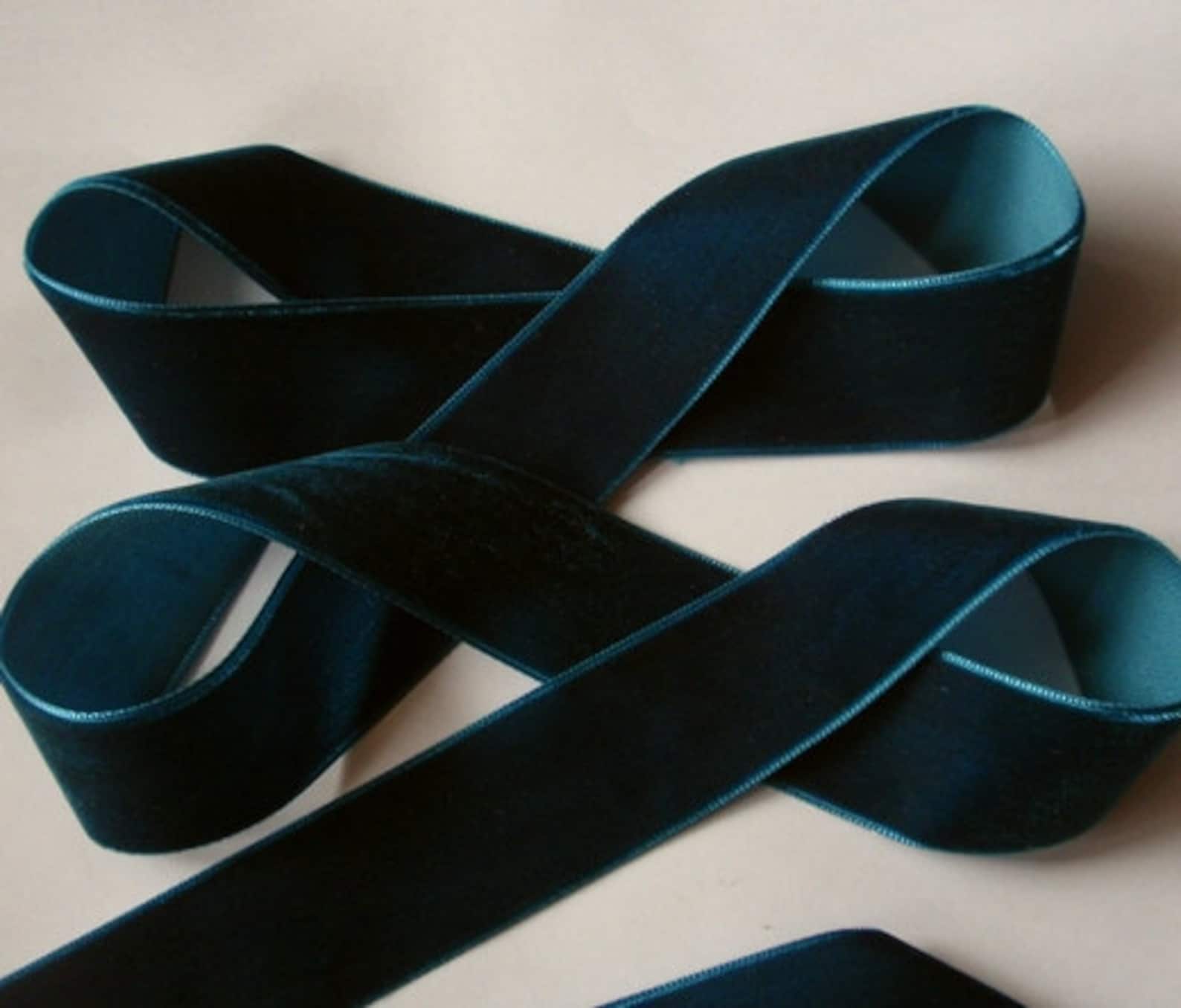 10 yards 1 inches Velvet Ribbon in Dark Teal RY01-65 | Etsy