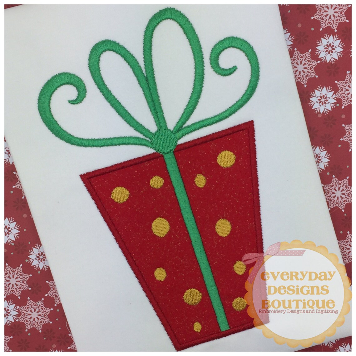 Christmas Gift Machine Embroidery Applique Design - Christmas Gift ...