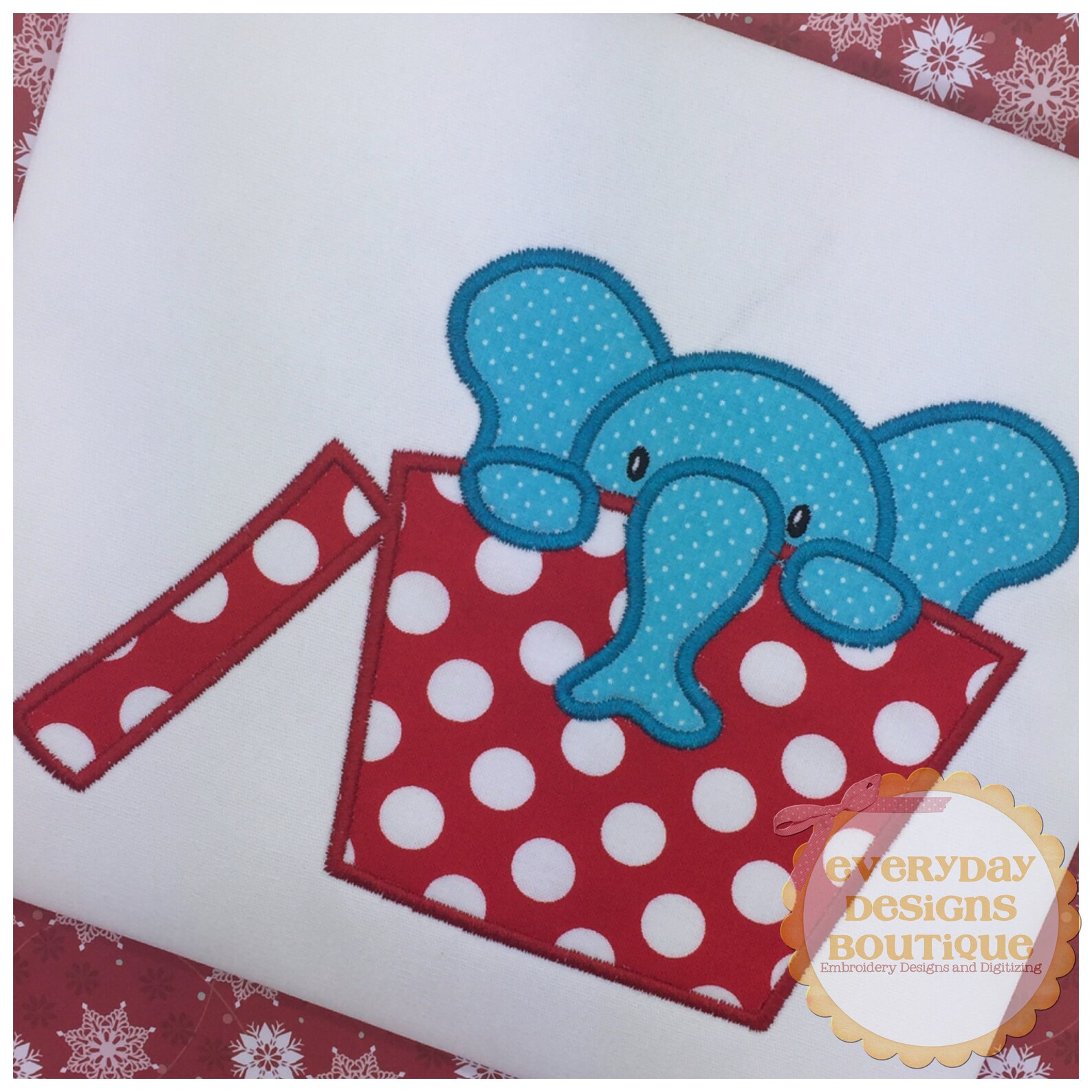 Christmas Elephant Machine Embroidery Applique Design - Etsy