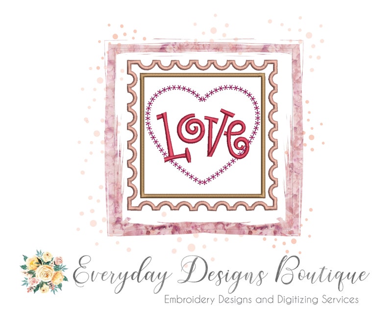 Love Stamp Applique Design for Machine Embroidery Instant - Etsy