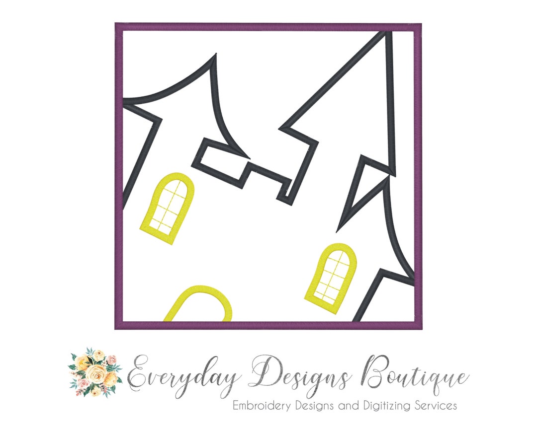 Halloween Haunted House Block Machine Embroidery Applique Design ...