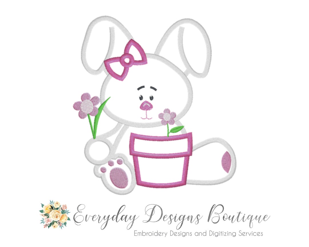 Bunny Girl 5 Machine Embroidery Applique Design - Bunny Girl Applique ...