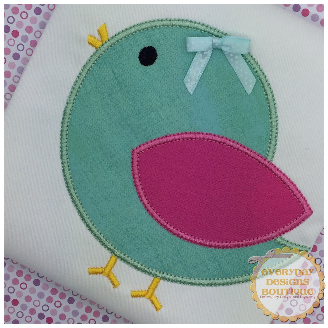 Bird Applique Machine Embroidery Design - Bird Applique - Cute Bird ...