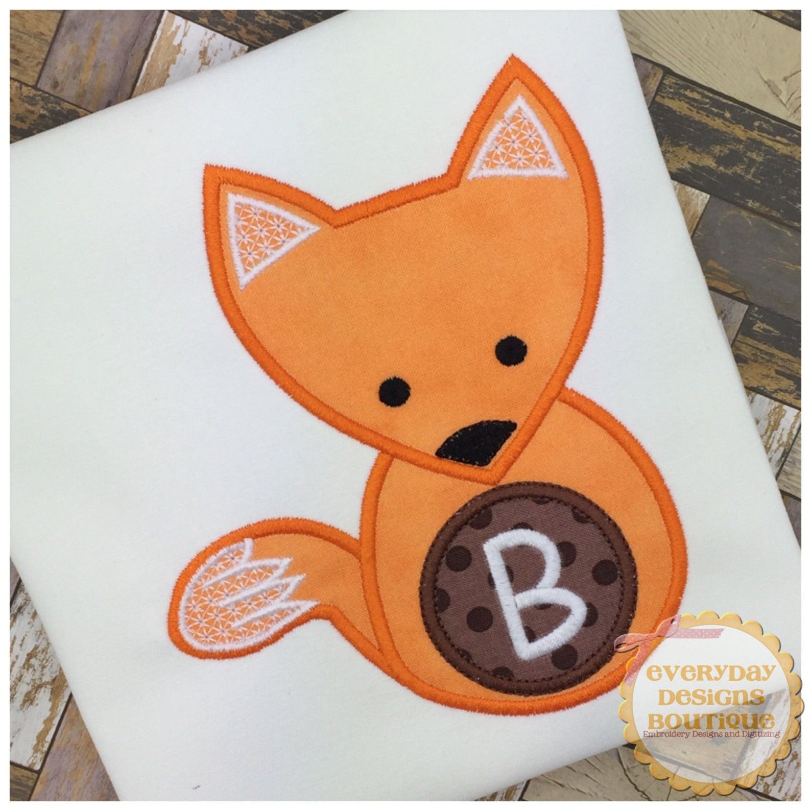 Little Fox Monogram Machine Embroidery Applique Design Fox | Etsy