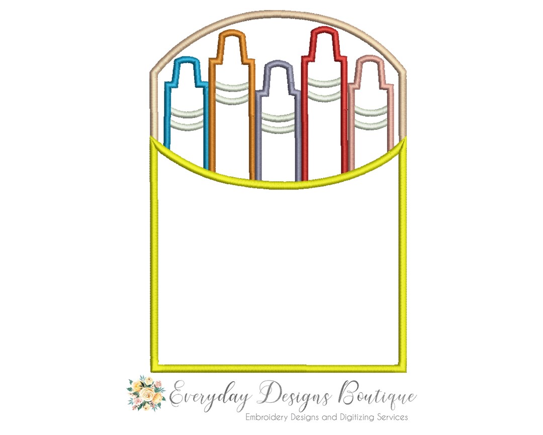Crayons Box Monogram Machine Embroidery Applique Design - Crayons Box ...