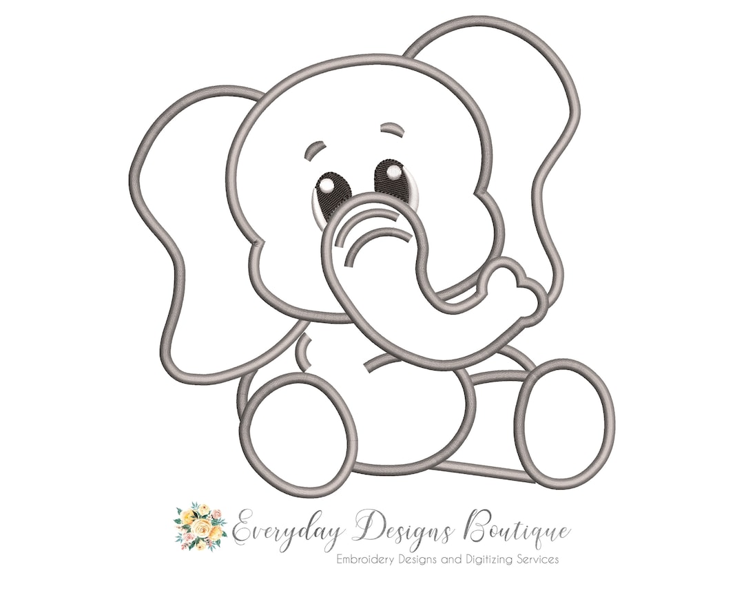 Stuffed With Love Elephant Machine Embroidery Applique Design ...