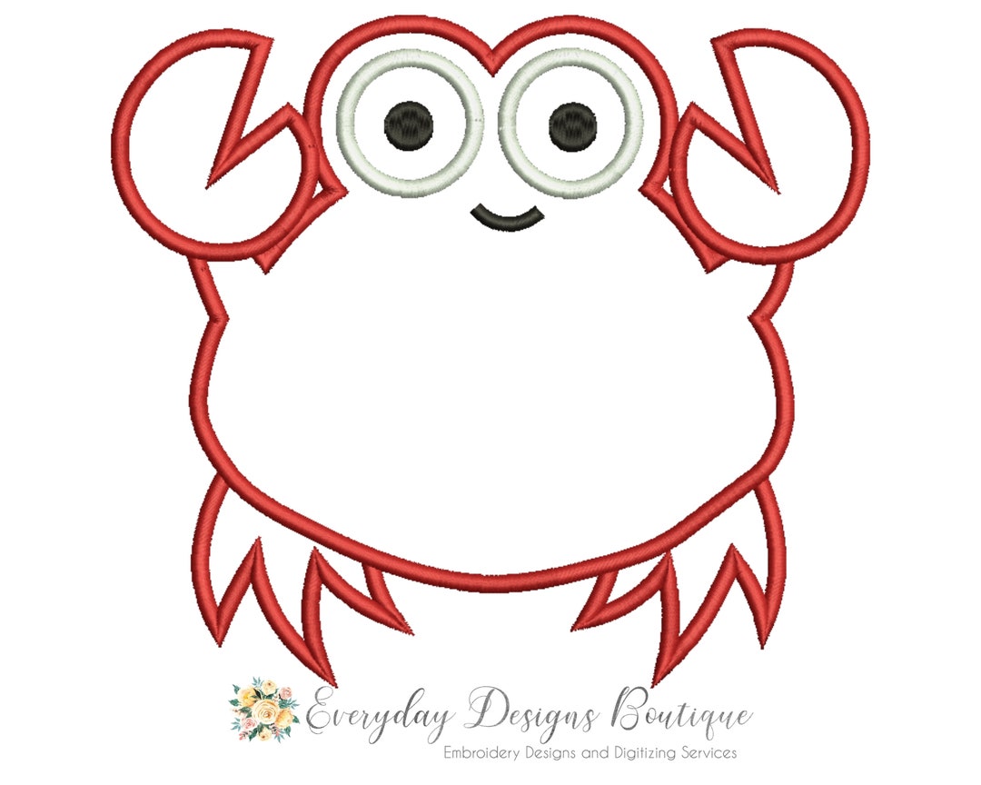 Crab Monogram Machine Embroidery Applique Design - Crab Applique Design ...