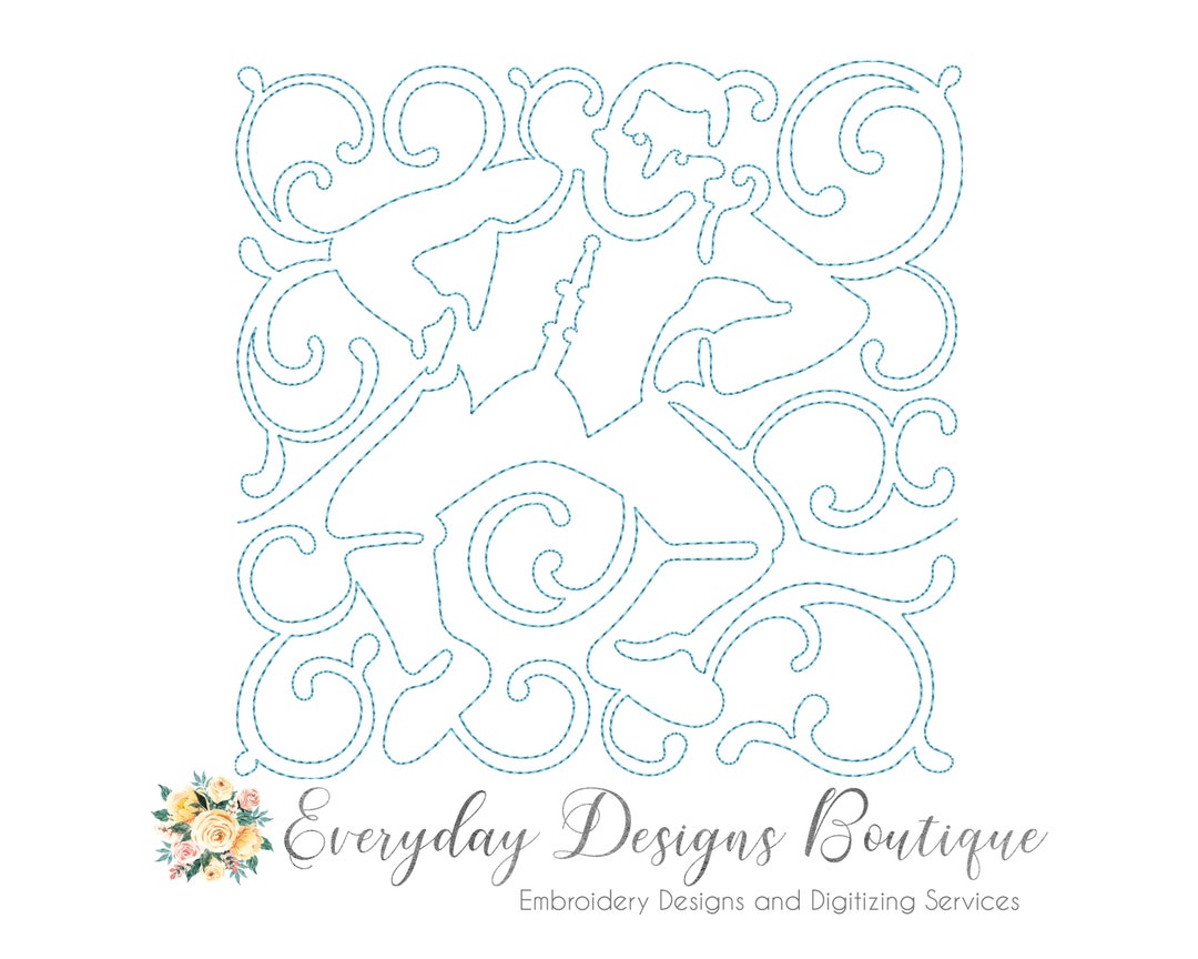 12 Days of Christmas Block 10 Machine Embroidery Continuous Line ...