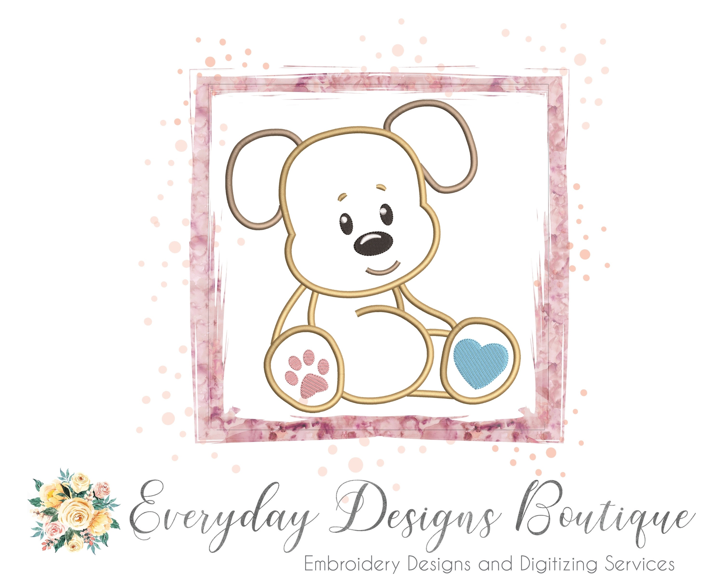 Felting Doggy Applique Stuffed with Love Puppy Machine Embroidery ...