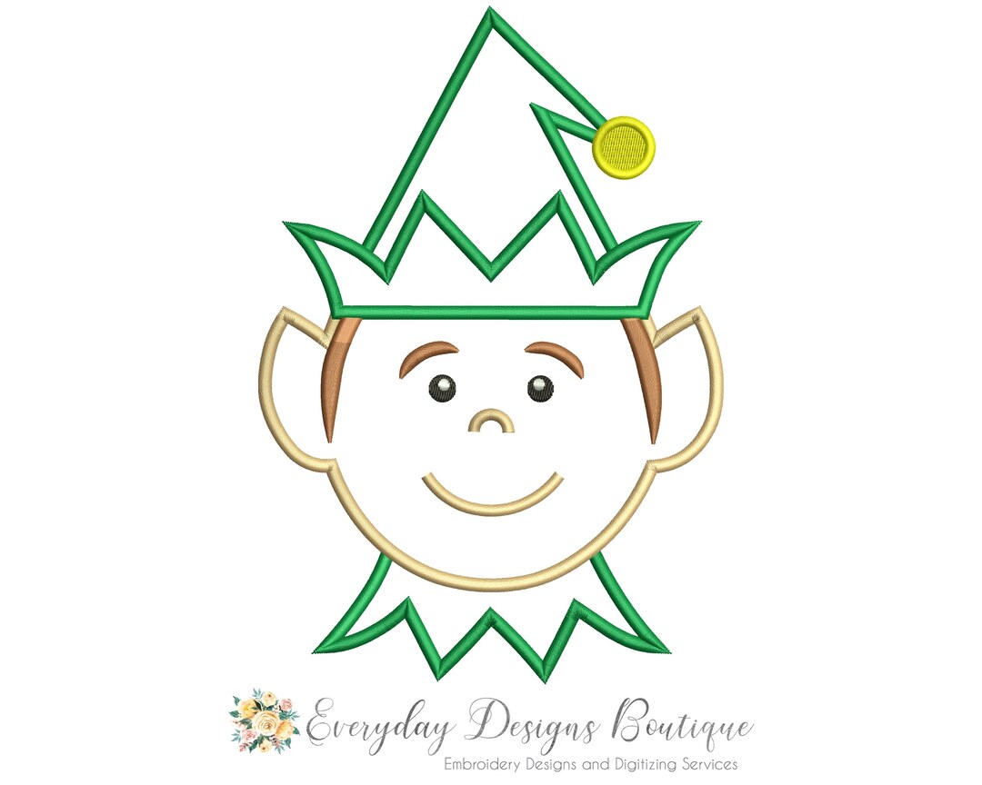 Elf Face Machine Embroidery Applique Design: Christmas Applique ...